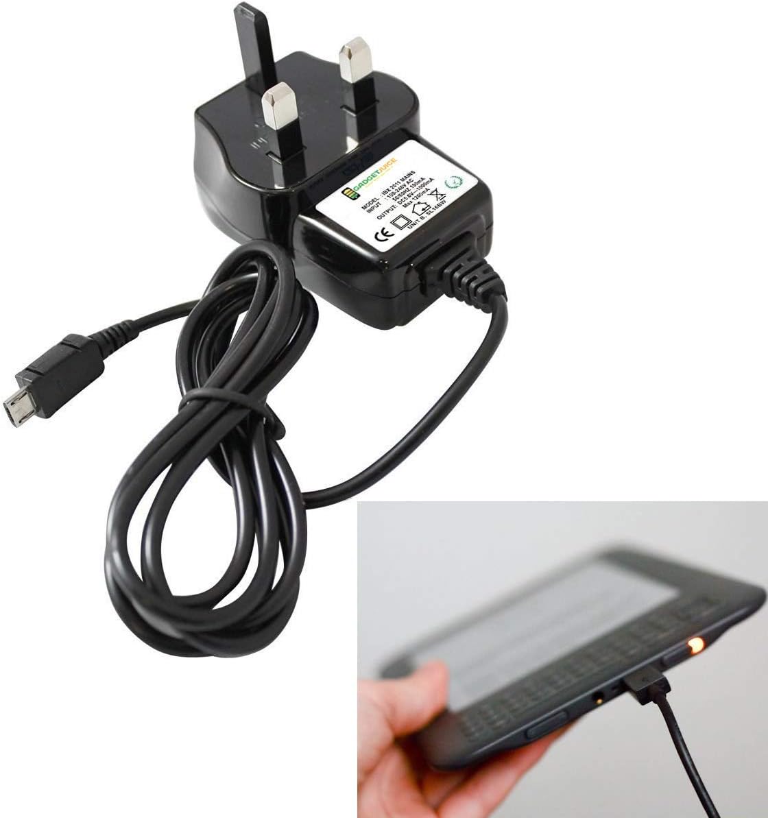 Amazon Kindle UK Micro USB Mains Wall Charger Cable Lead with Charging ...