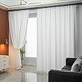 Amazon.com: Ftinala White Curtain 84 Inches Long 2 Panel Set Pinch Pleat Drapes Light Filtering ...