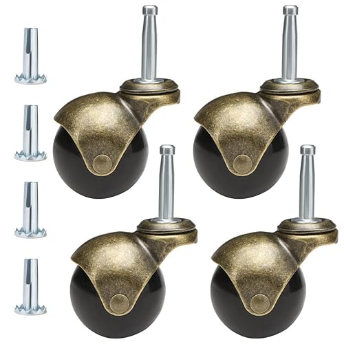 JGJC 2 inch Stem Ball Caster Wheels, Antique Brass Casters Set of 4 ...