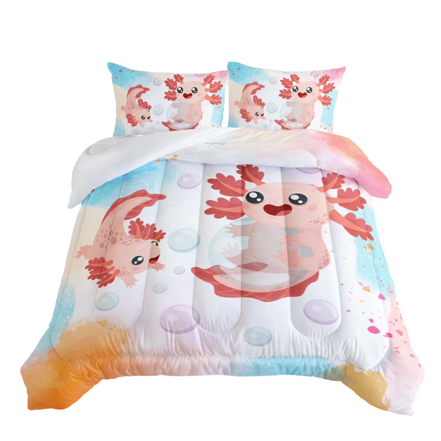HOSIMA Axolotl Bedding Set for Kids Bedroom Decor,Cute Cartoon Axolotl ...