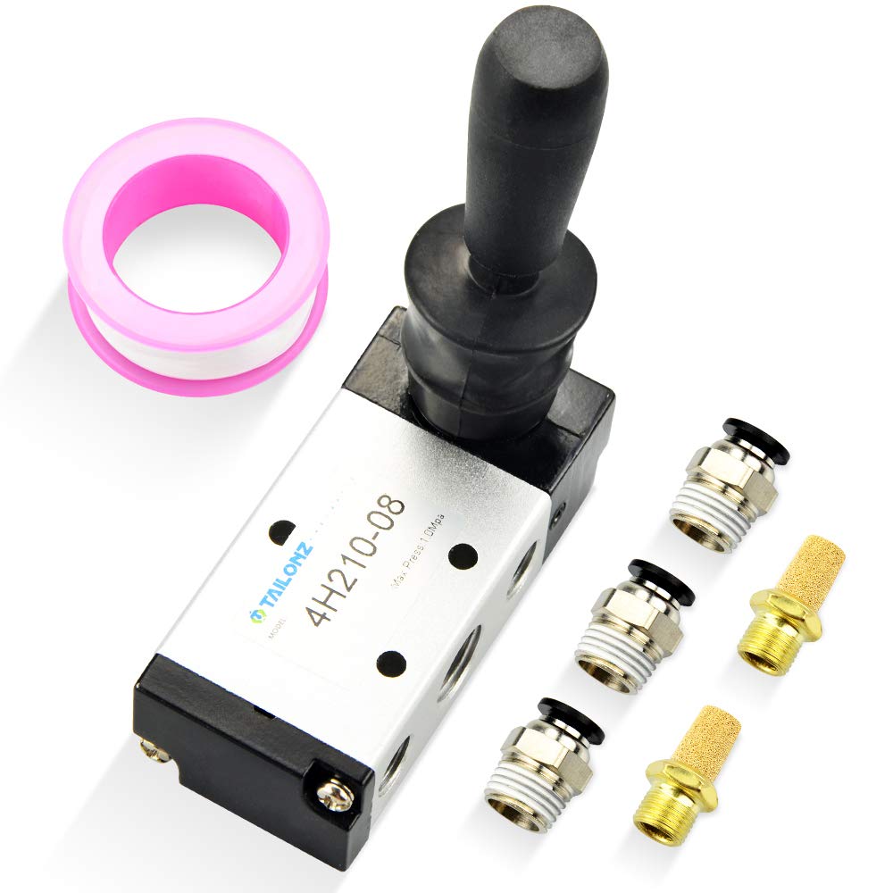 Tailonz Pneumatic 1/4"NPT 5 Way 2 Postion Air Hand Lever Operated Valve Pneumatic Solenoid Valve ...