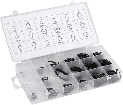 300Pcs 2-32mm Snap Ring Kit, E-Clip Snap Circlip Kit External Retaining ...