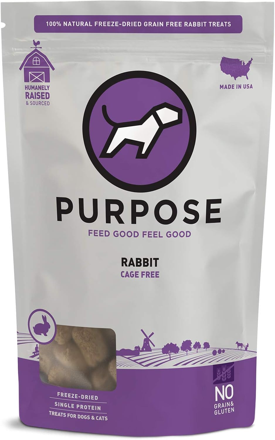 Amazon.com : PURPOSE Freeze-Dried Raw Rabbit Dog Treats 2.5 oz. for ...