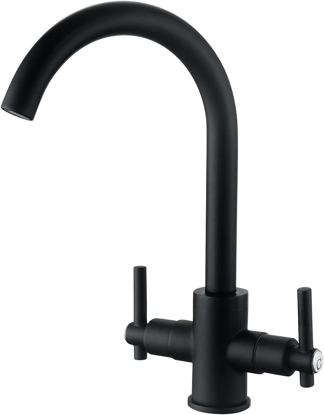 Funime® Black Kitchen Sink Taps Mixers Traditional Dual Lever Monobloc ...