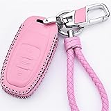 Amazon.com: Buffway Car key Cover,Genuine Leather Car Smart Key Chain ...