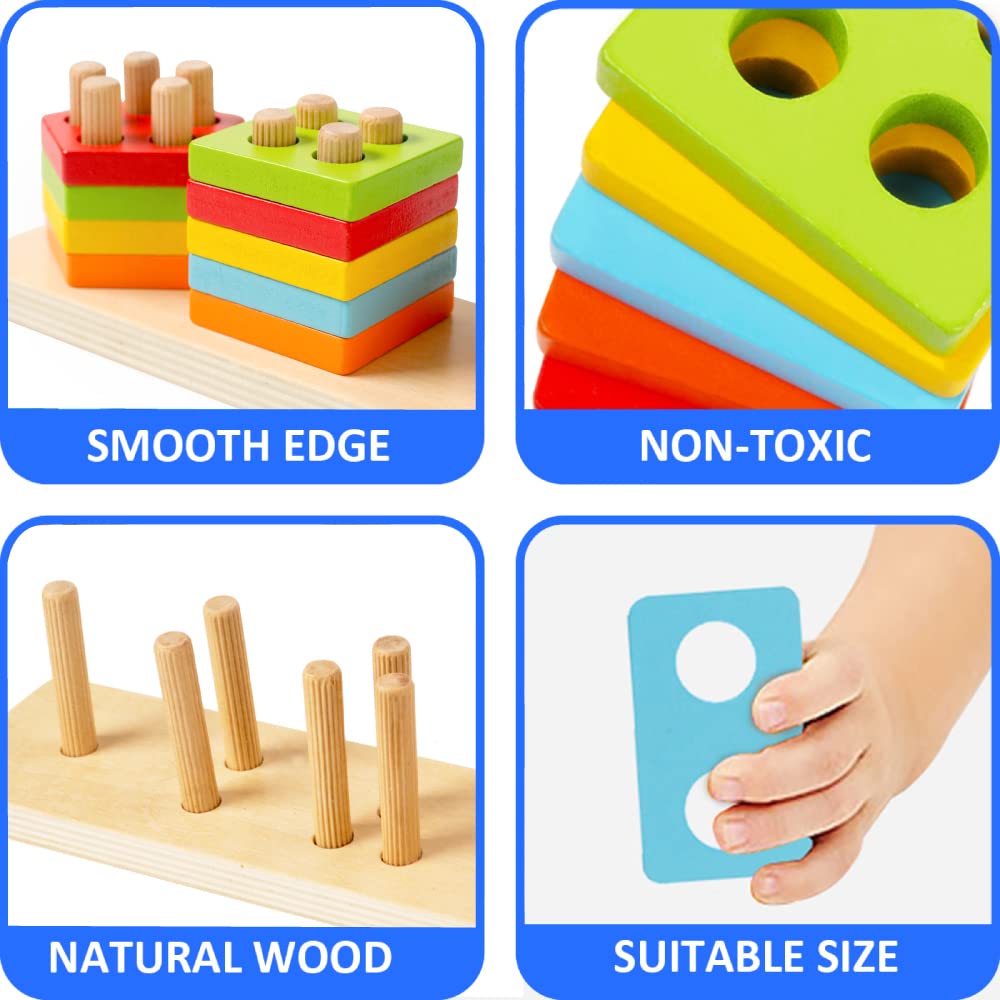 Mua WOOD CITY Wooden Sorting & Stacking Toy, Shape Sorter Toys for ...