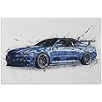 Amazon.com: JDM Poster GTR Posters Skyline R32 R33 R34 Posters Japanese Racing Car Wall Art For ...
