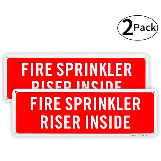 2 Pack Fire Sprinkler Riser Inside Sign, 12"x 4" .04" Aluminum Sign ...