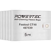 POWERTEC 75055 Fleece Filter Bags for Festool 497539 Fits CT 48, 5PK ...