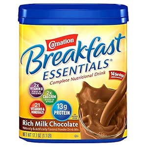 Amazon.com : Carnation Breakfast Essentials Chocolate Powder, 17.7 ...