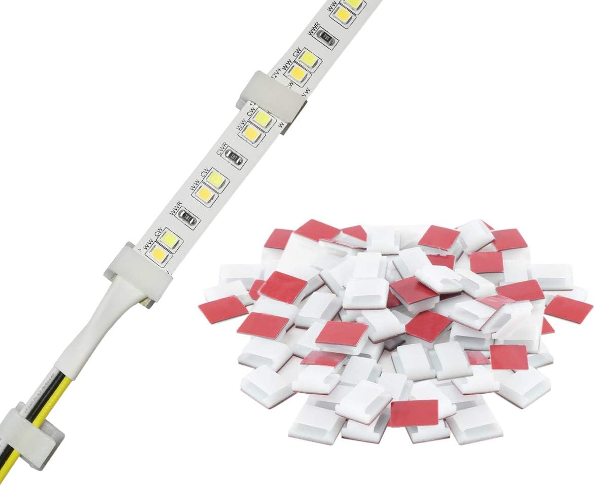 Strip Light Mounting Bracket Clips Self-Adhesive - 100pcs Led Strips ...