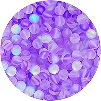 Amazon.com: Matte Aurora Crystal Glass Beads Purple 100pcs 8mm Flash ...