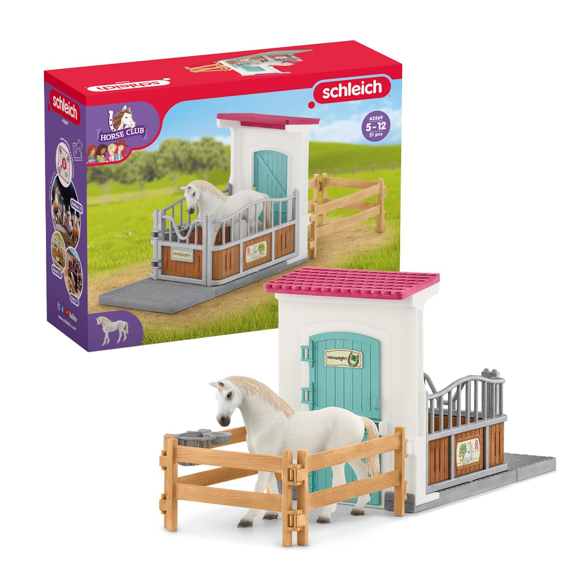 Schleich Horse Club - 21PC Stall Extension Horse Toy Playset with White ...