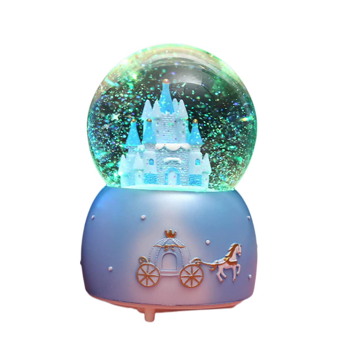Snow Globe Castle Crystal Ball Automatic Snowfall Musical Rotate ...