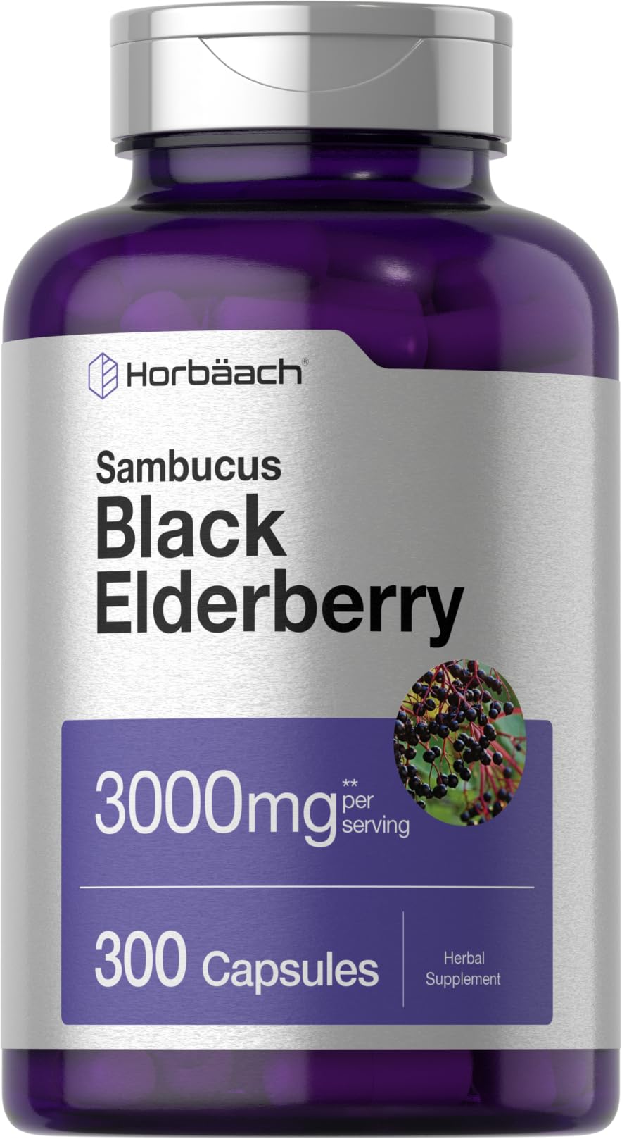 Mua Horbäach Black Elderberry | 3000mg Capsules | 300 Count | Non-GMO ...