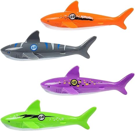 HTHL 4 Pack Set Pool Toys Diving Torpedo Shark Shape Gliding Torpedo ...