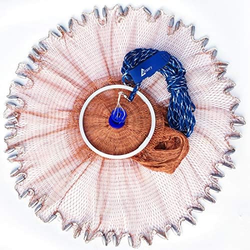 Drasry Saltwater Fishing Cast Net with Aluminum Frisbee for Bait Trap ...