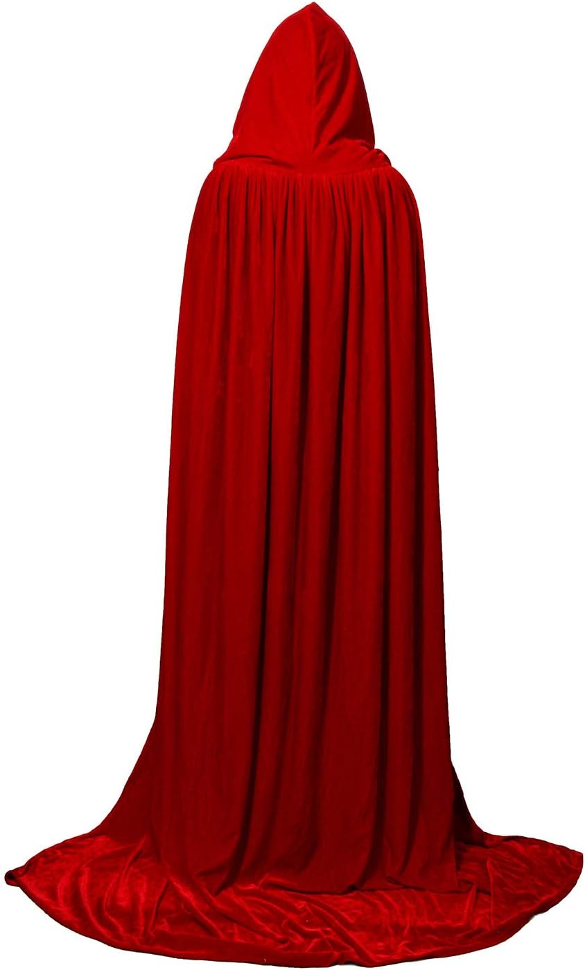 Funhoo Full Length Deluxe Velvet Cloak Cape Hooded Cloak Long Vampire ...