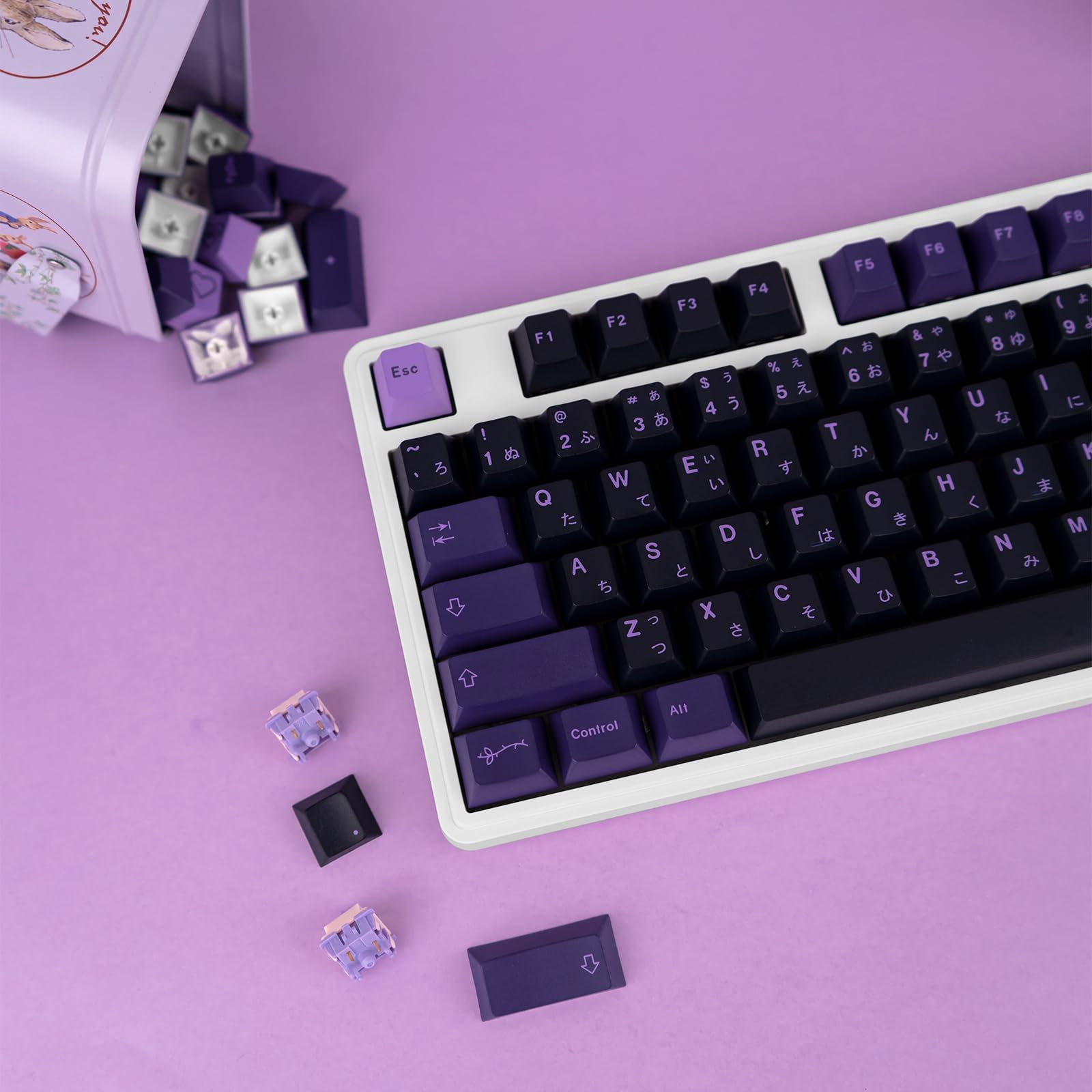 Mua JOLINTAL 129 Key Japanese Purple Keycaps, Custom Cherry Profile ...