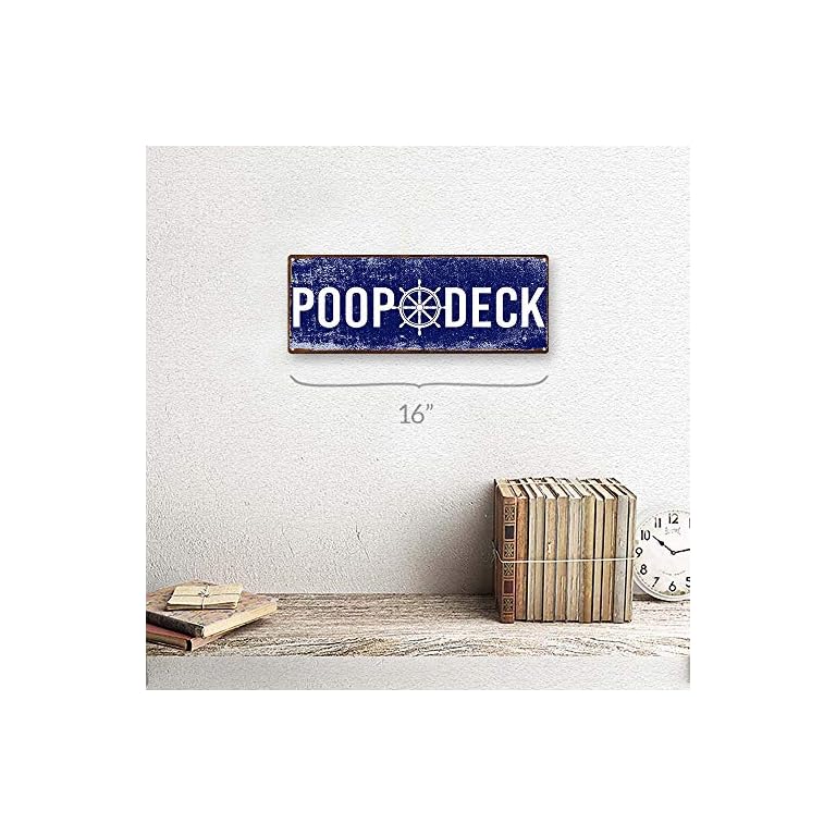 Homebody Accents Poop Deck 6"x16" Metal Sign; Bath, Boat, and Nautical ...