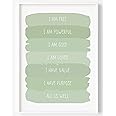 Amazon.com: Sage Green Positive Affirmations Sage Nursery Wall Art Zen ...