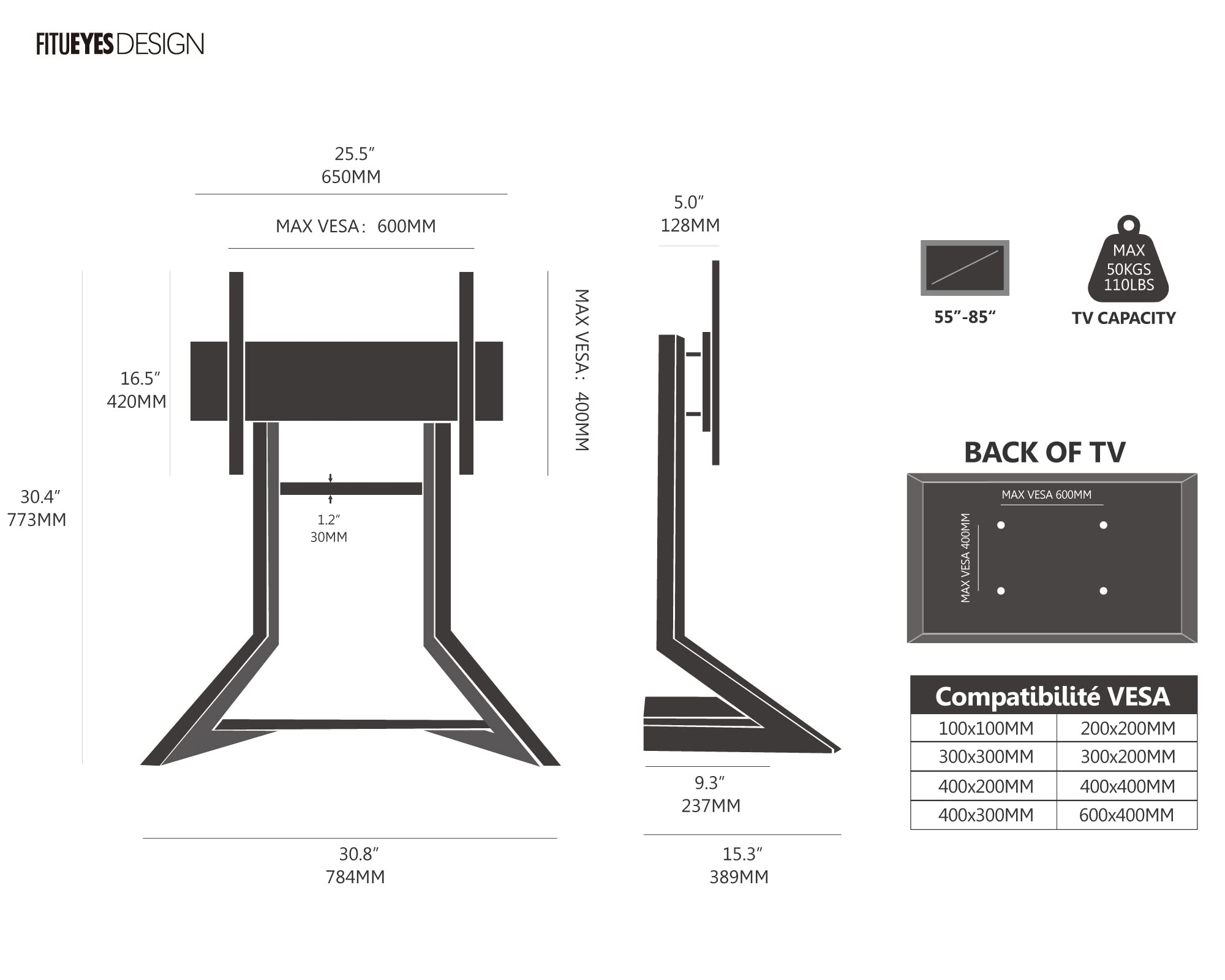 Mua FITUEYES Design Universal Tabletop TV Stand for 55-86 inch TV LCD ...