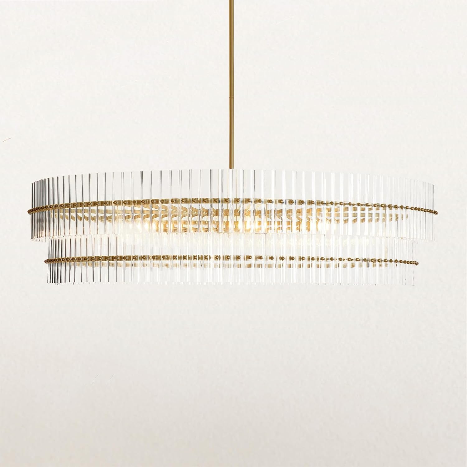 Crystal Fluted Glow Chandelier, Finial Details, Solid Crystal ...