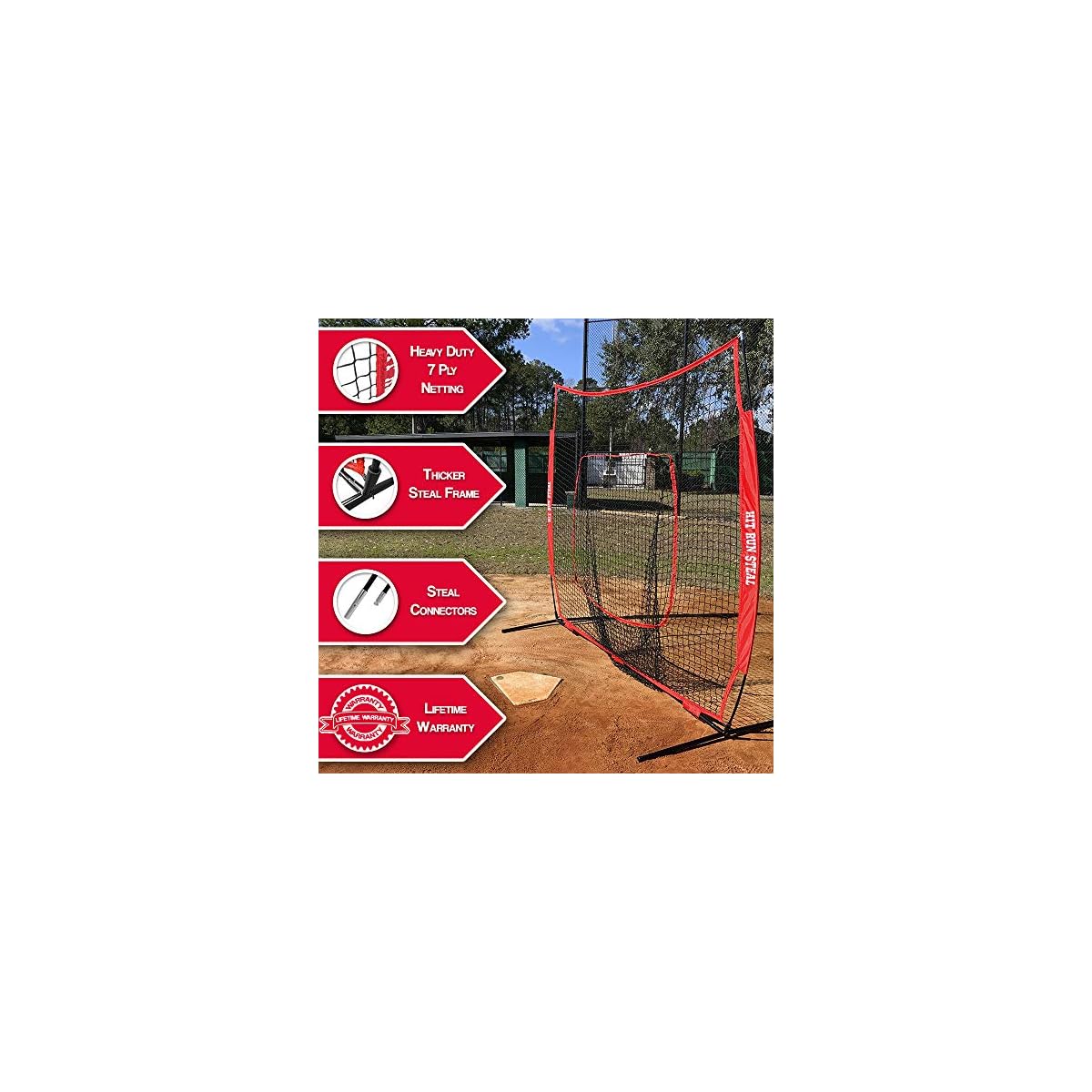 Hit Run Steal Heavy Duty Softball & Baseball Net with Carrying Bag ...
