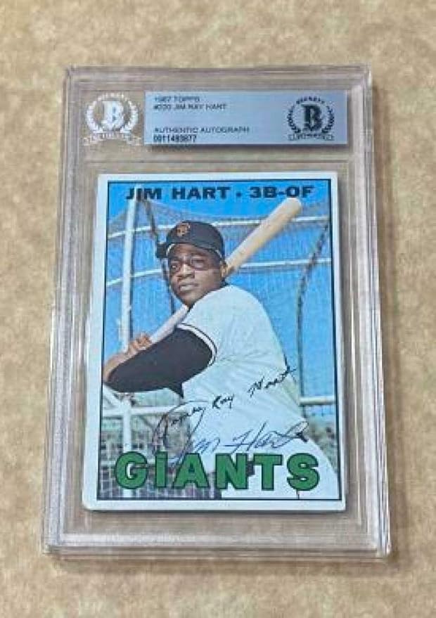 1967 Topps Jim Ray Hart #220 Giants Signed Card Beckett Authentic Auto ...