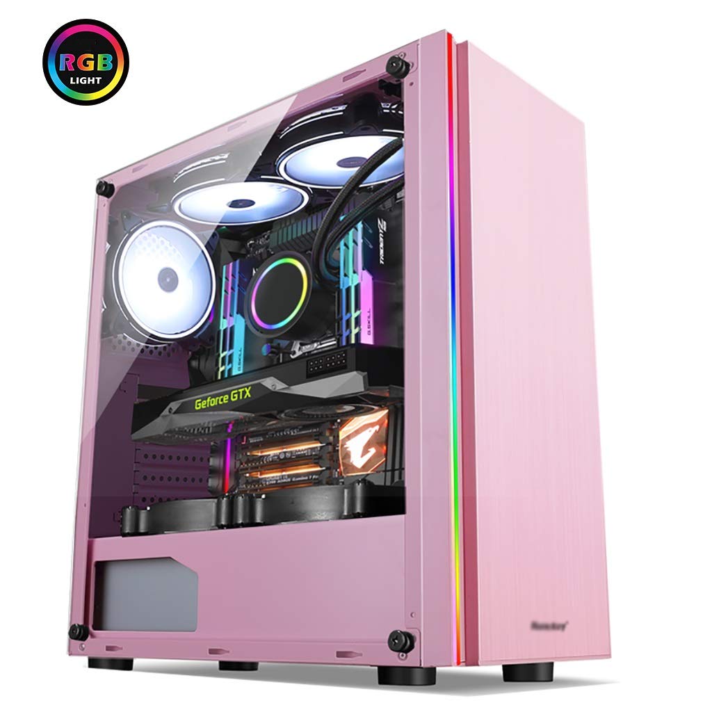 Buy HDYD Pink Gaming Case,Mid-Tower PC Gaming Case ATX/M-ATX/ITX ...