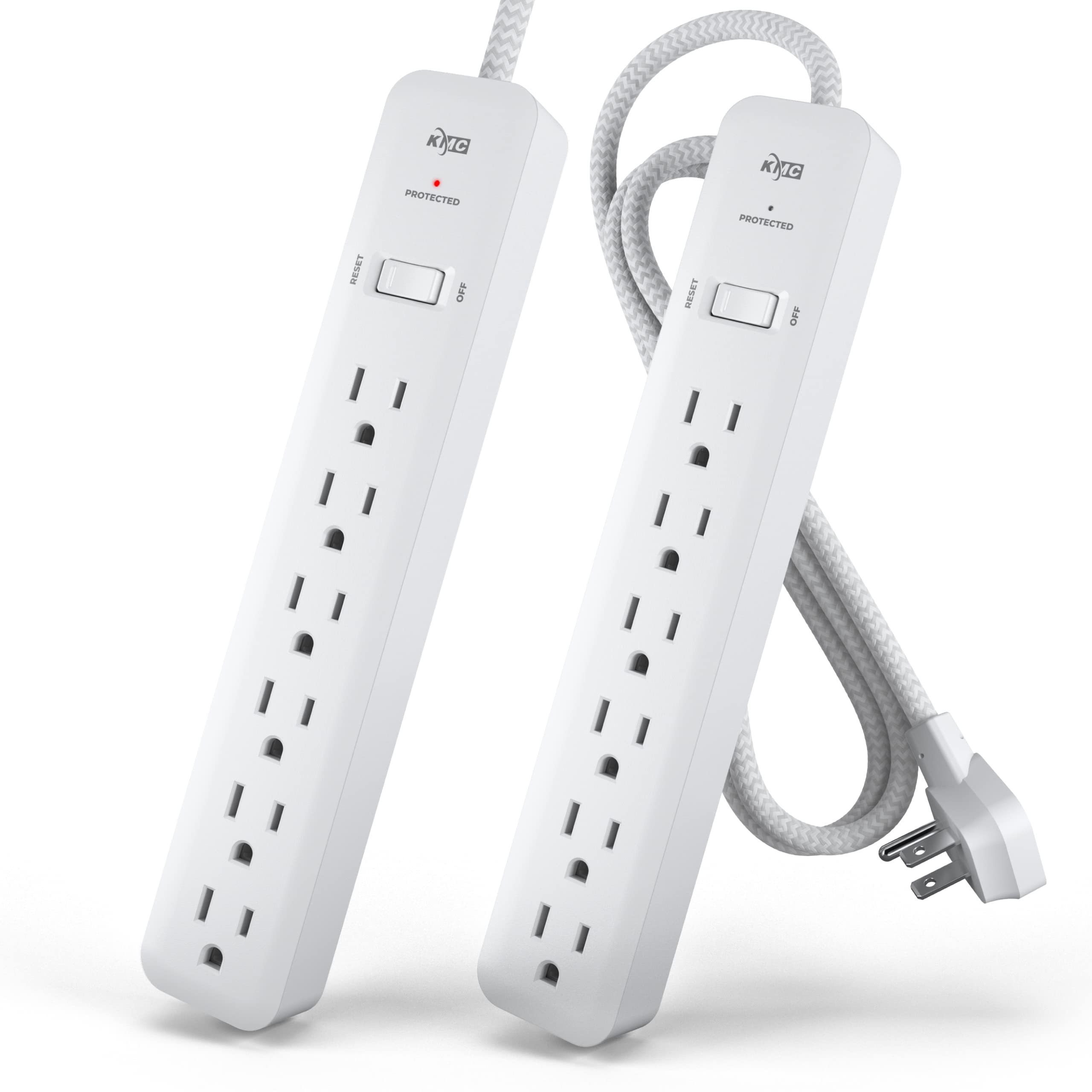 Mua KMC 6-Outlet Surge Protector Power Strip 4 ft cord 2-Pack, 1080J ...