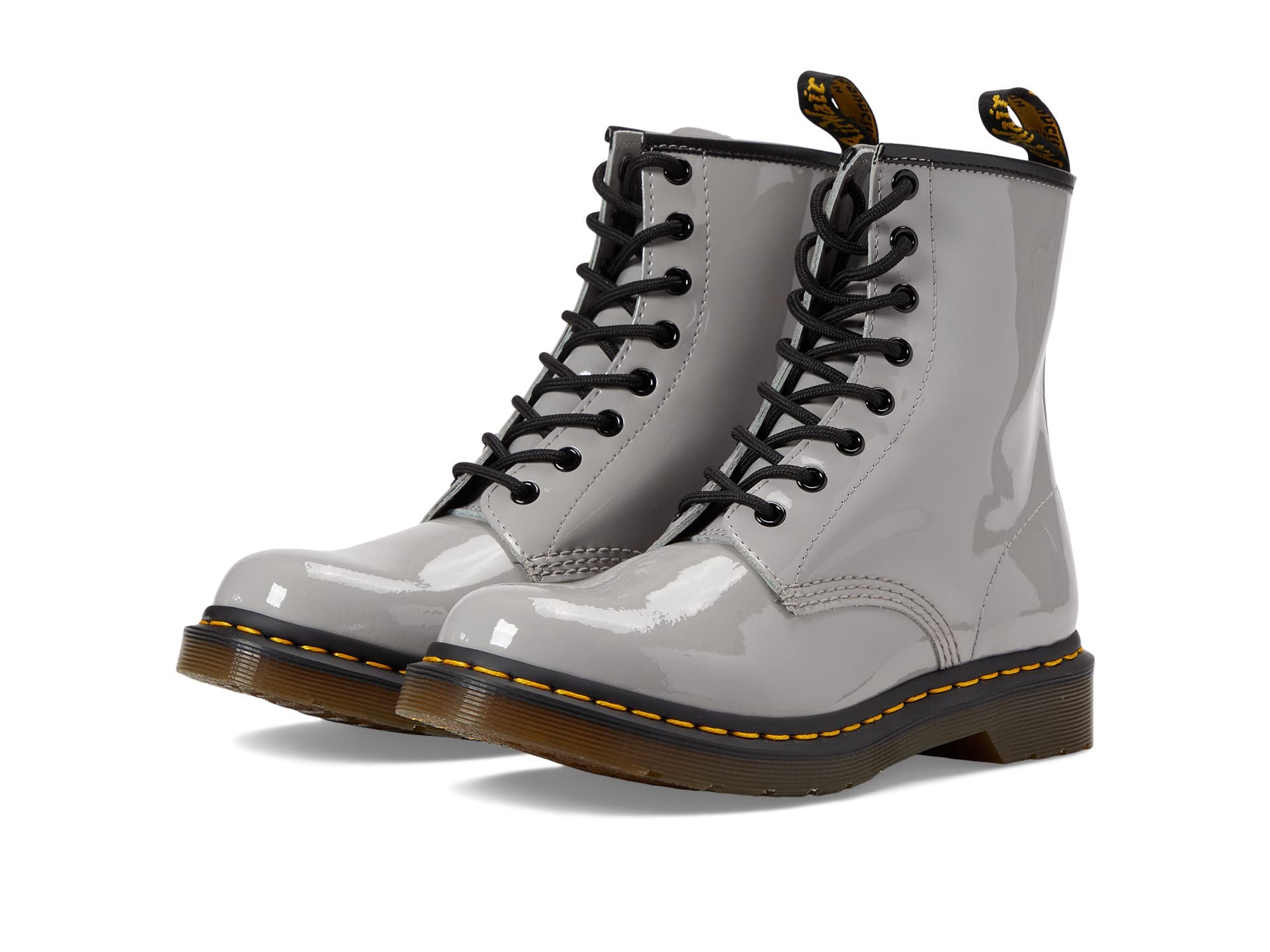 Dr. Martens Women's 1460 W Patent Leather 8 Eye Boot, Zinc Grey, 10 for ...