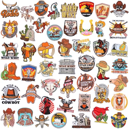 Tigeen 48Pcs Western Embroidered Iron On Patches for Hats: Western ...