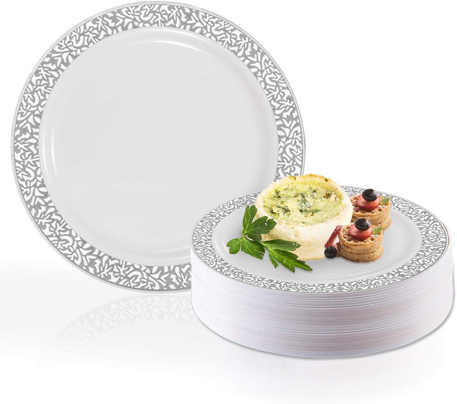 Amazon.com: Elegant Disposable Plastic Dinner Plates 120 Pcs - 10.25 ...