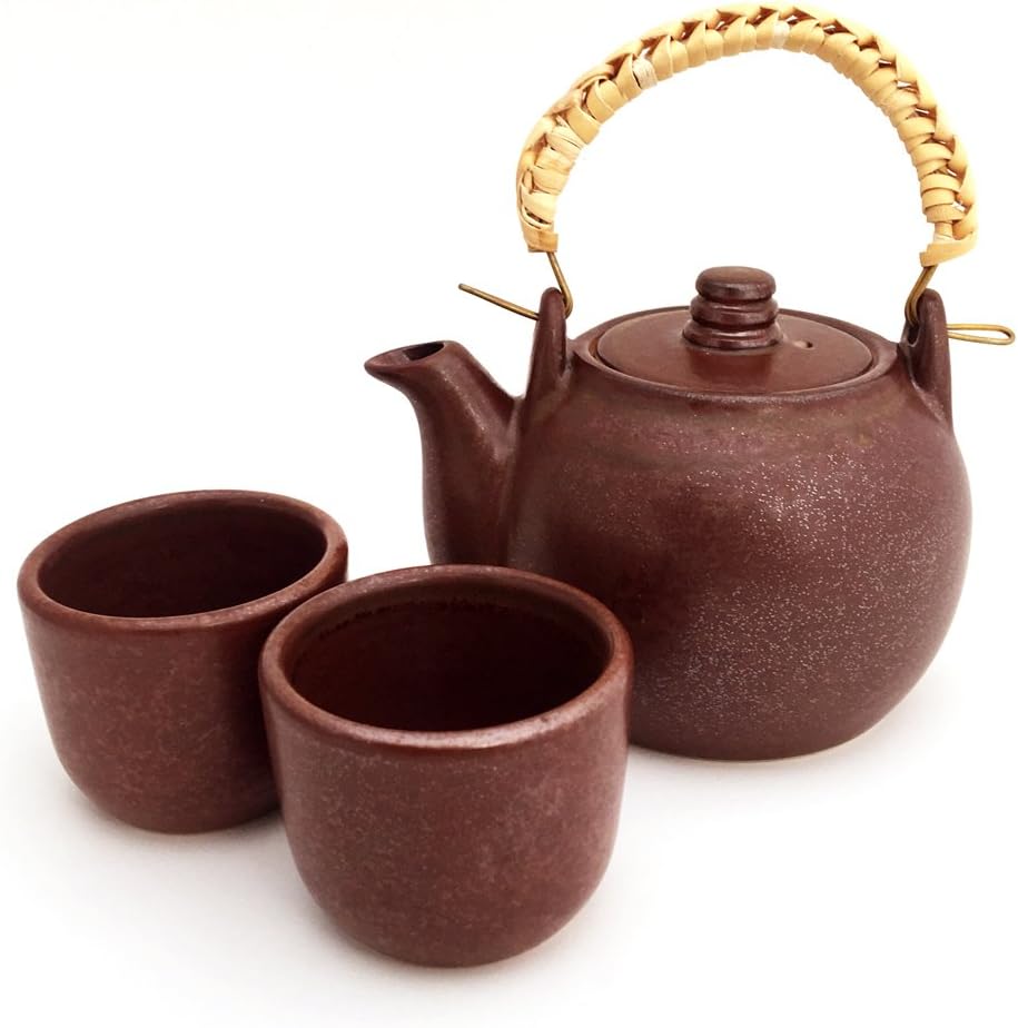 Handmade fairtrade small chinese tea pot set in rust design: Amazon.co ...