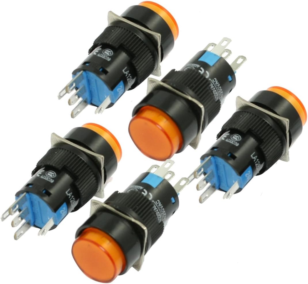 Amazon.com: uxcell DC 24V Orange Lamp Panel Mount Momentary Round Push ...