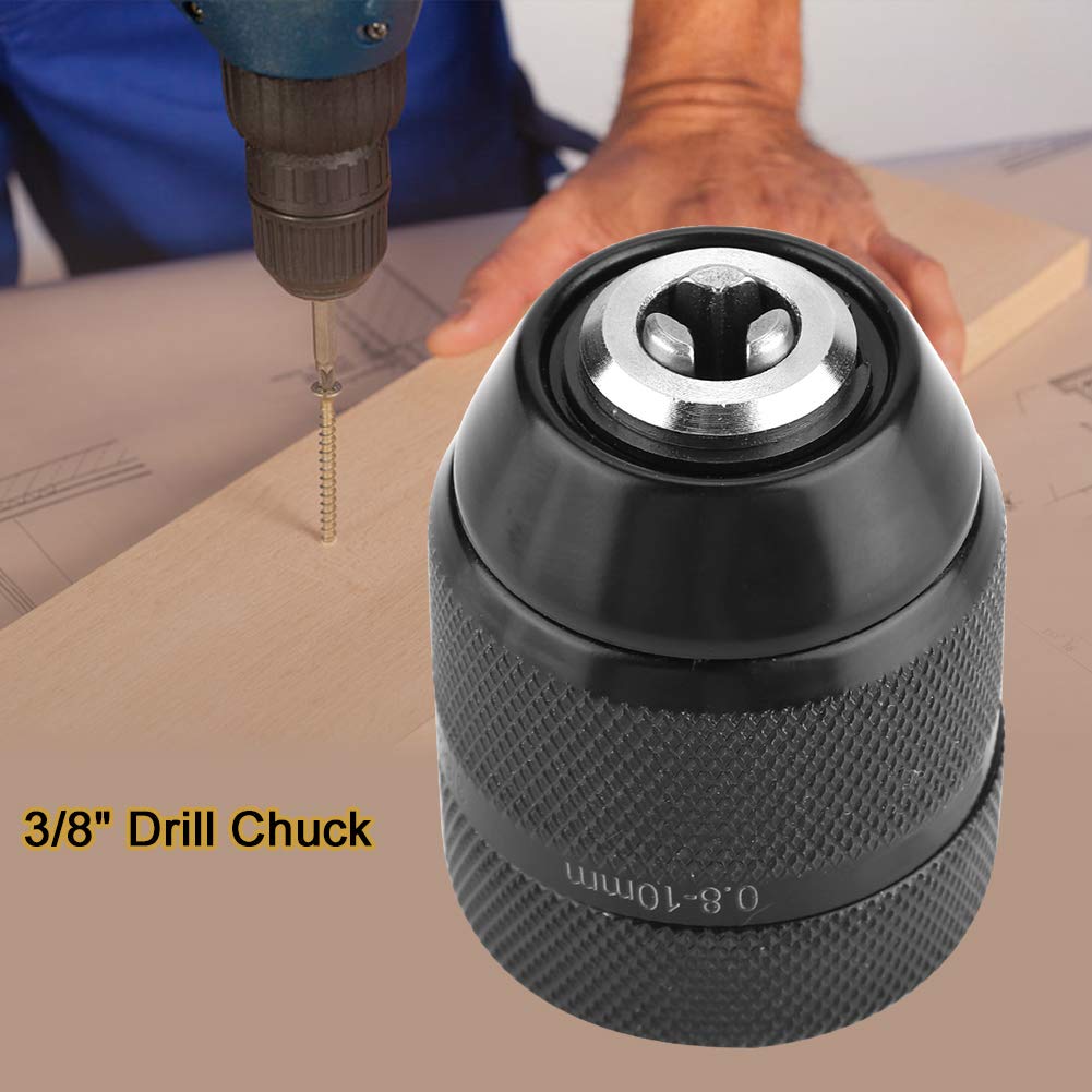 Electric Drill Chuck, 3/8″ Keyless Thread 0.8mm-10mm Self-Locking Drill ...