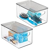 Amazon.com: mDesign Plastic Bathroom Storage Bin Box with Lid - Holds ...