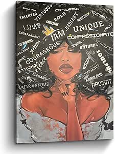 Amazon.com: Black Queen Wall Art Black Women African American Canvas Wall Art Portrait ...