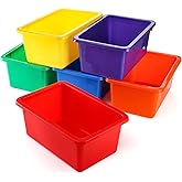 Amazon.com - 6 Pack Small Cubby Bin Storage Bins, Multi-Purpose Plastic ...