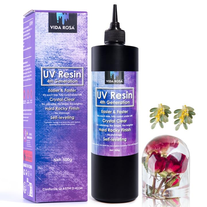 VidaRosa 500g UV Resin,Clear Hard Fastest Curing Epoxy Resin, Zero ...
