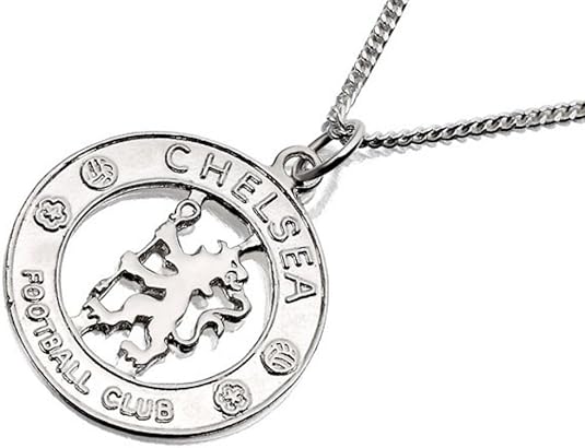 Chelsea FC Mens Jewellery Sterling Silver Crest Pendant Chain Embossed ...
