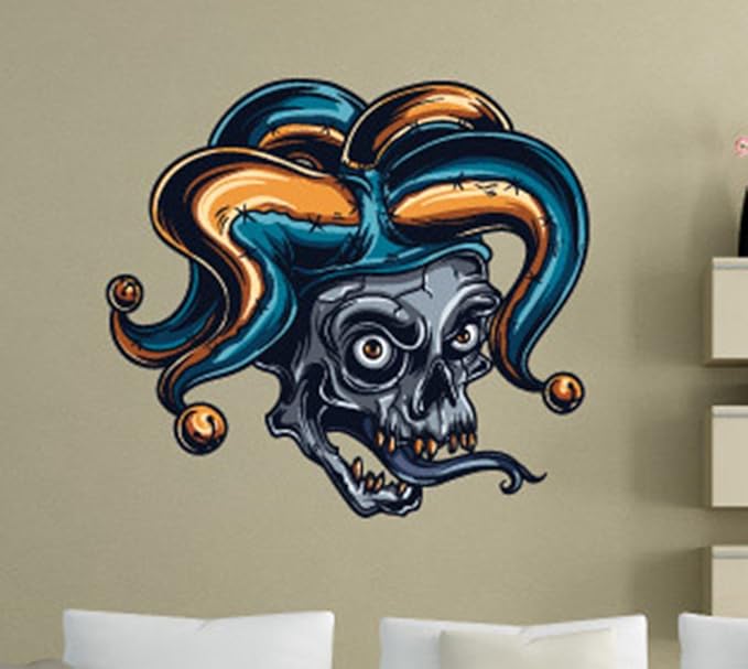 Amazon.com: Jester Skull Wall Decals Stickers USColor002, Blue w/Brown ...