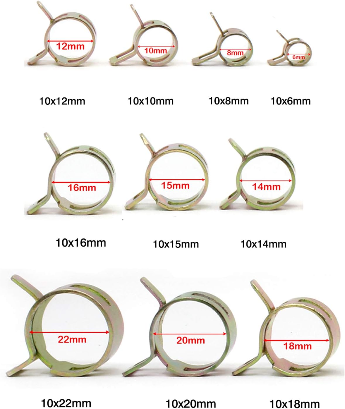 Aussel 6-20mm Fuel Line Hose Clips Water Pipe Air Tube Silicone Vacuum ...