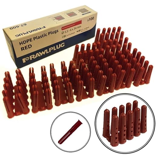Rawlplug 67134 Plastic Plugs - Red (100 pieces): Amazon.co.uk: DIY & Tools