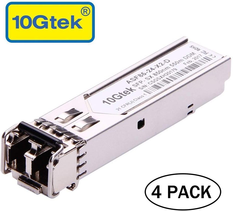 10Gtek [4 Pack] Gigabit Module SFP Multimode, 1000Base-SX SFP LC Transceiver, Compatible pour ...