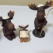 Amazon.com: 7 Piece Moose Figurines Christmas Nativity Set: Home & Kitchen