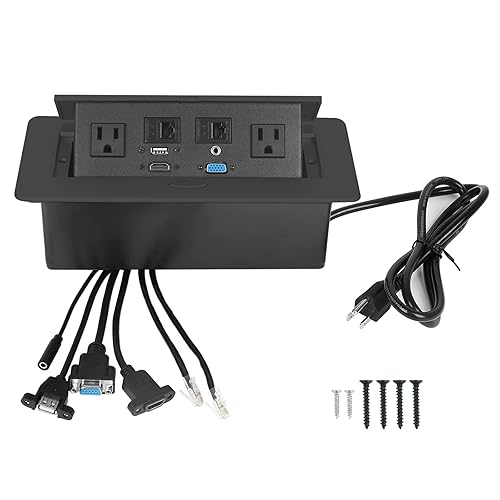 Table Pop up Power Strip Box Desktop Pop Up Outlet Recessed Multimedia ...