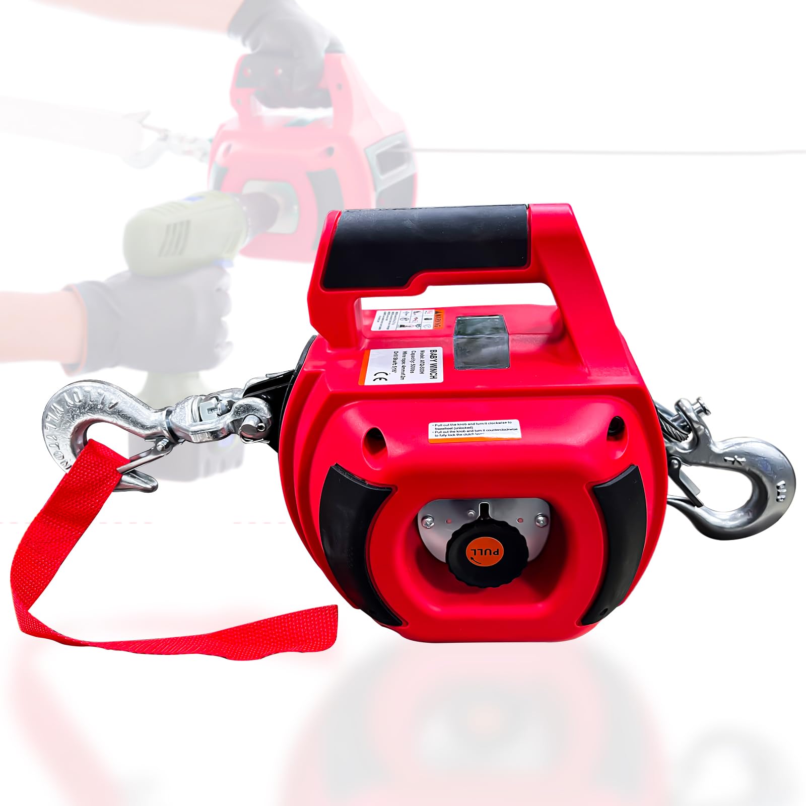 Drill Powered Winch Portable 750 LB Drill Winch W/ 40Ft Steel Wire ...