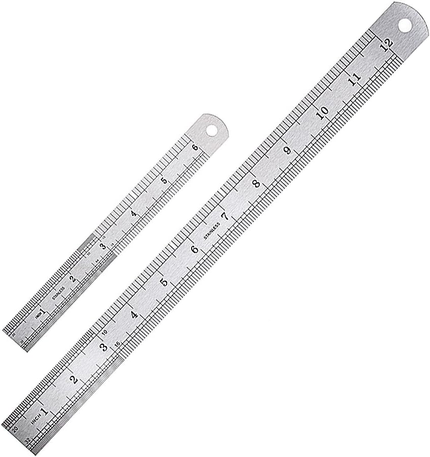 Sicai Messlineal aus Edelstahl, 30,5 cm + 15,2 cm (12 + 6 Zoll) Lineal ...